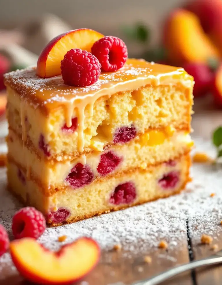 Best Juicy Peach Raspberry Cake – Easy Homemade Recipe – receipster